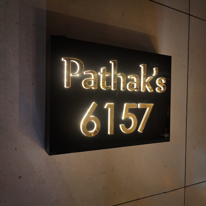 The G'Old Black LED Lighted House Nameplate – Nameplate Studio