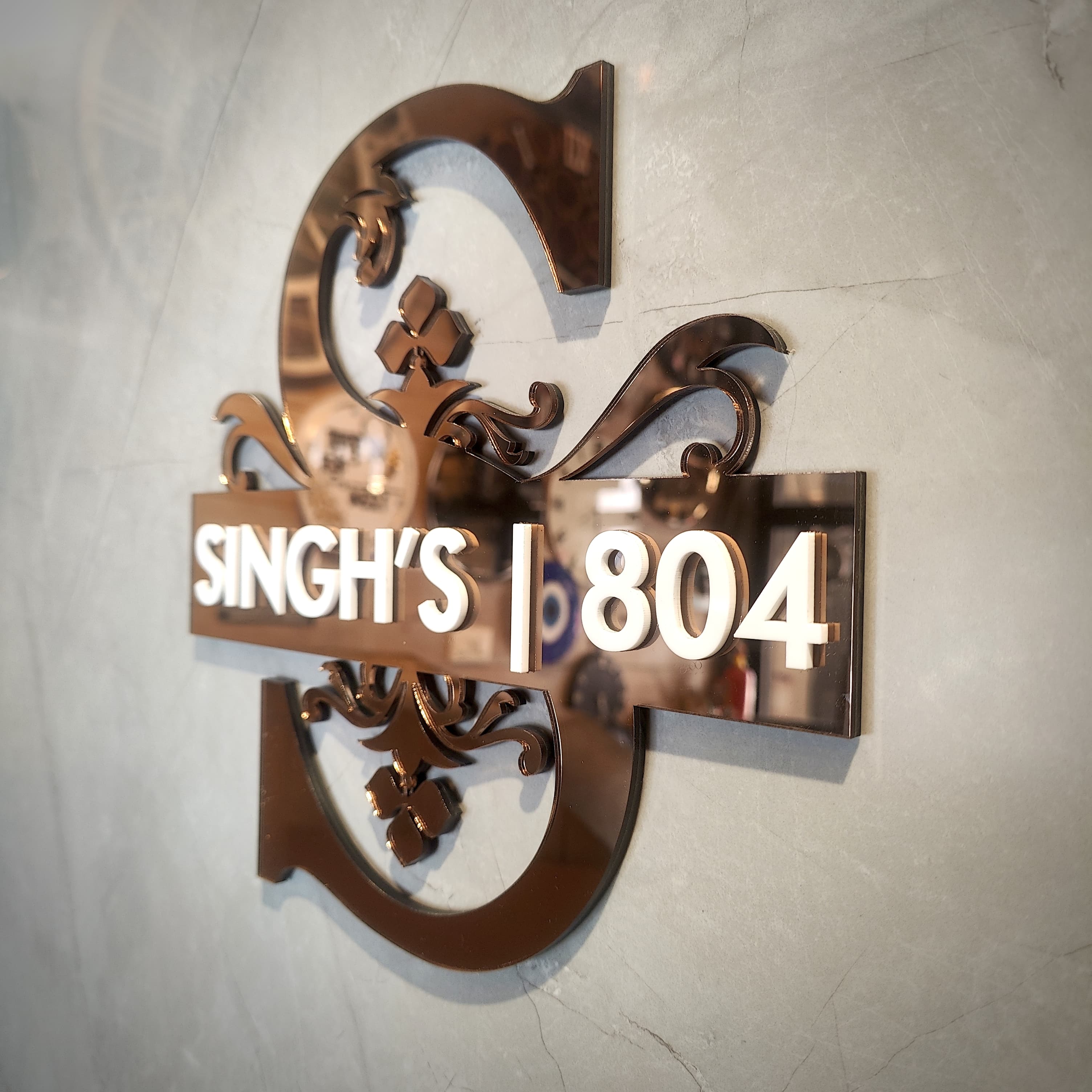 Mirror Copper Monogram Nameplate – Nameplate Studio