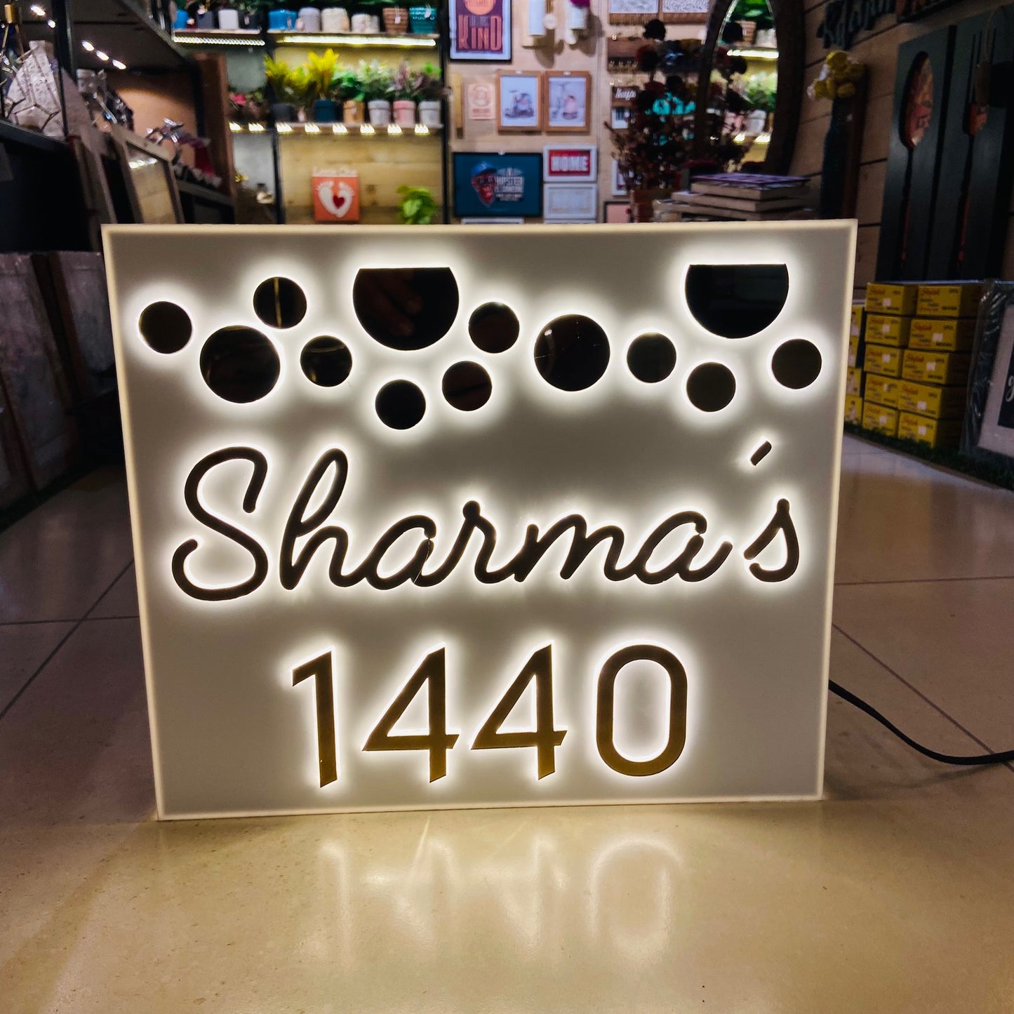Floating Bubbles Lighted Nameplate – Nameplate Studio