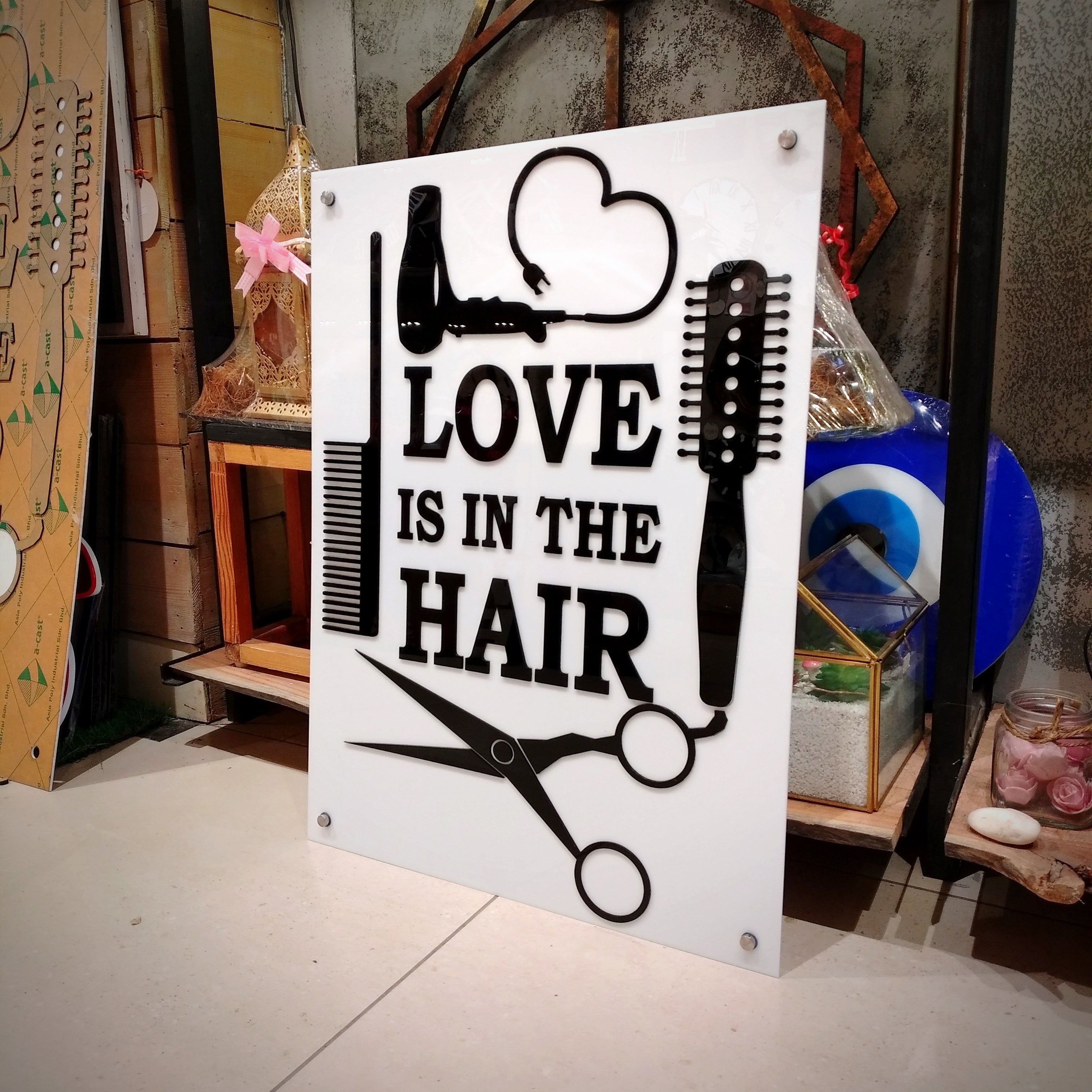Love Is In The Hair Signage – Nameplate Studio
