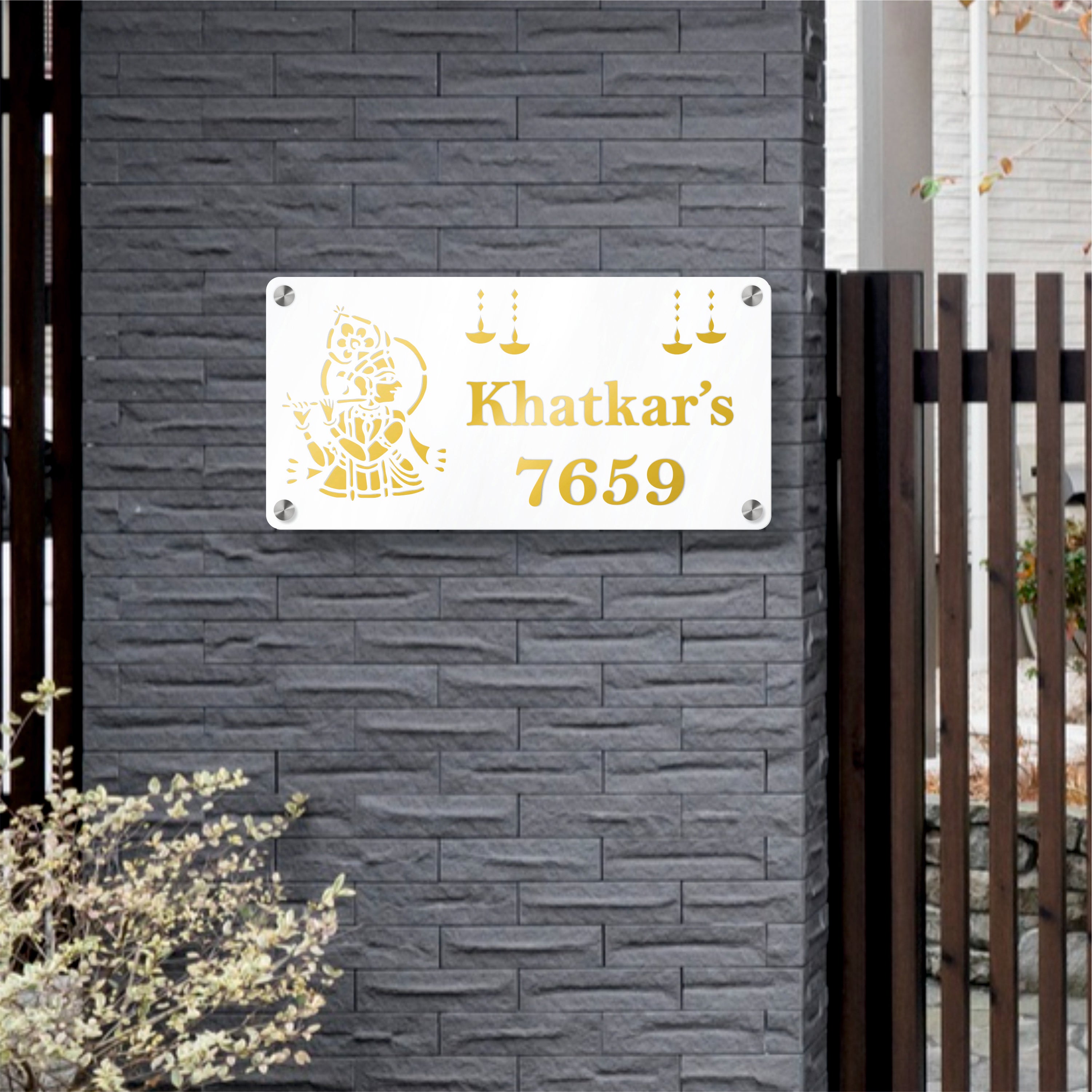 Auspicious Diyas Acrylic House Nameplate – Nameplate Studio